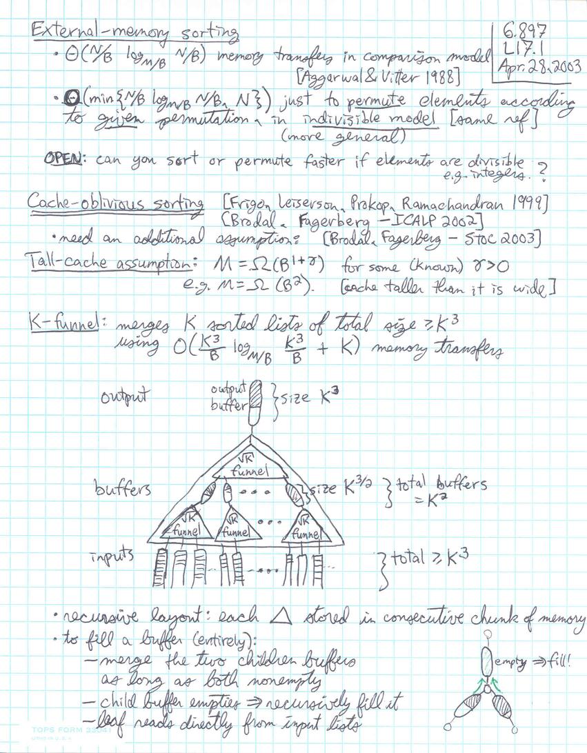 Lecture 17 page 1 at 100 DPI -- 6.897, Advanced Data Structures, Prof ...