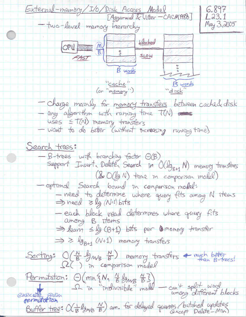 Lecture 23 page 1 at 100 DPI -- 6.897, Advanced Data Structures, Prof ...